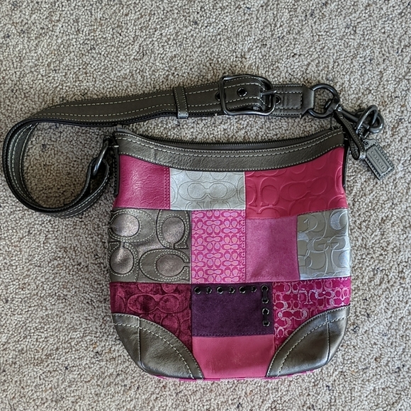 Coach | Bags | Coach Patchwork Purse Silver Pink | Poshmark